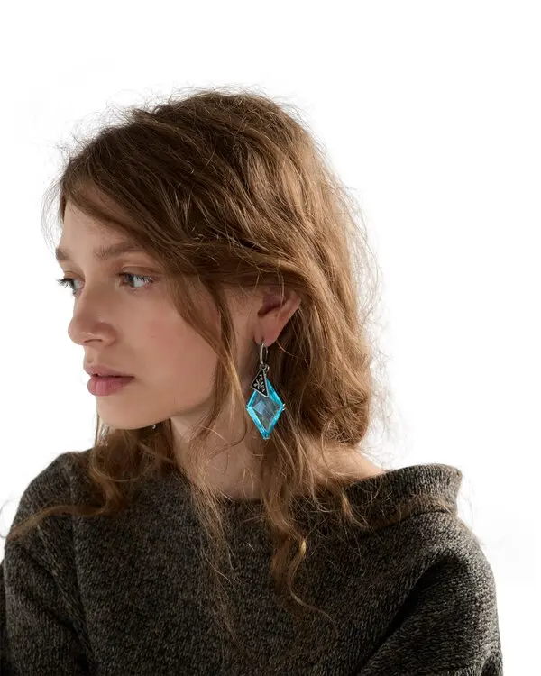 Prada Metal And Glass Dangle Earrings