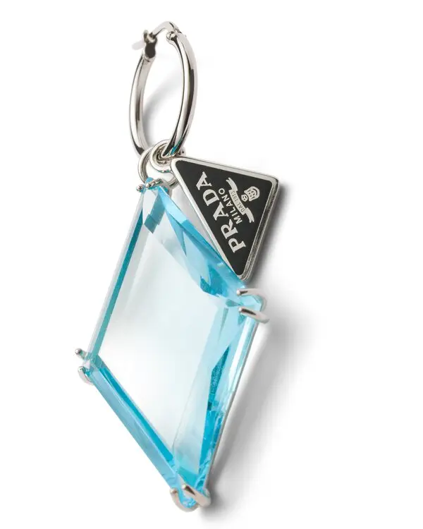 Prada Metal And Glass Dangle Earrings