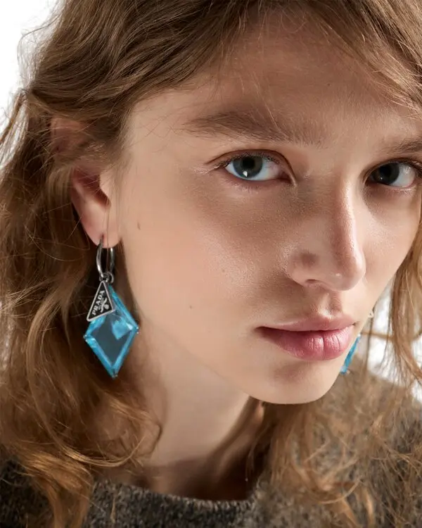 Prada Metal And Glass Dangle Earrings