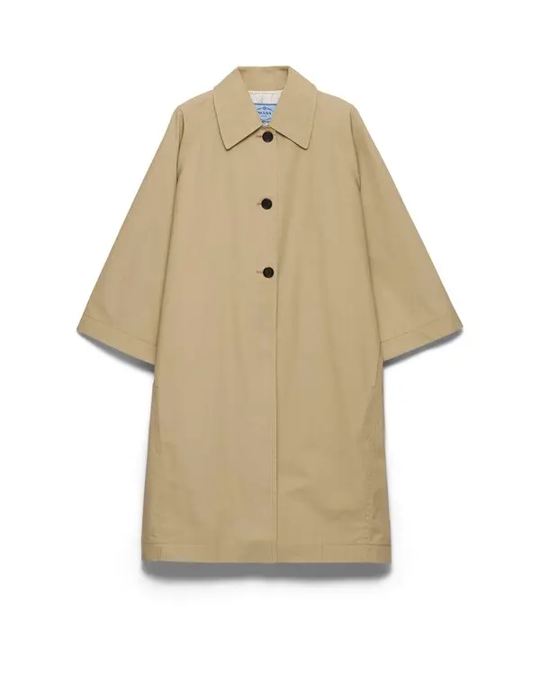 Prada Single-breasted Cotton Canvas Coat - Neutral