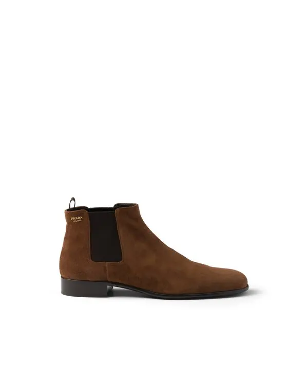 Prada Suede Booties - Brown
