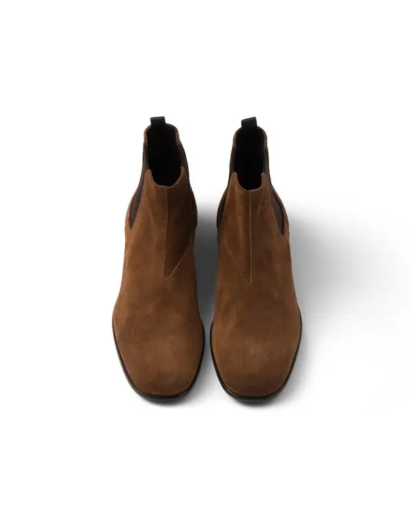 Prada Suede Booties - Brown