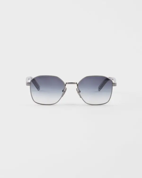 Prada Sunglasses With Metal Frame And Metal Plaque - Lenses Color Night