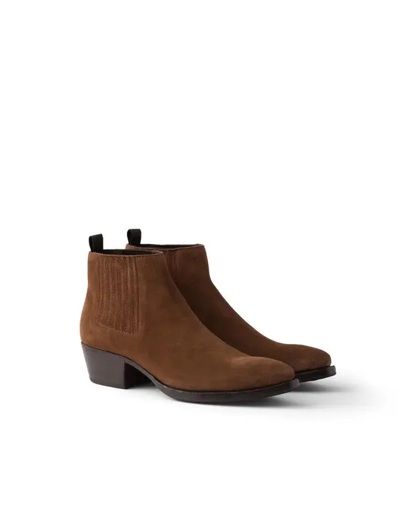 Prada Suede Chelsea Boots - Brown