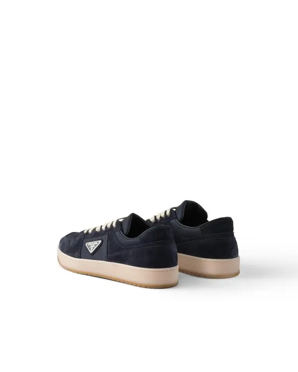Prada Downtown Re-nylon And Suede Sneakers - Blue