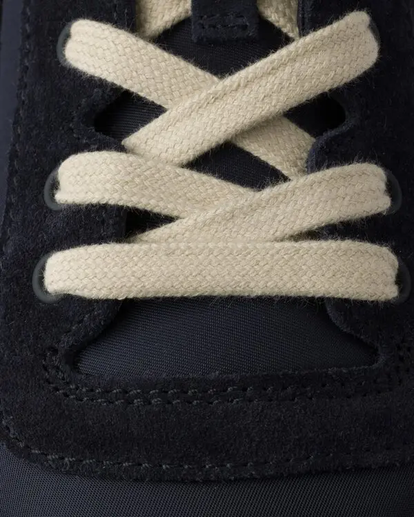 Prada Downtown Re-nylon And Suede Sneakers - Blue