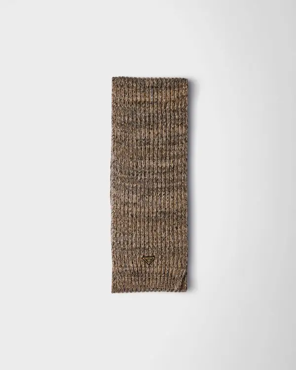 Prada Mélange Wool And Cashmere Scarf - Camel/black