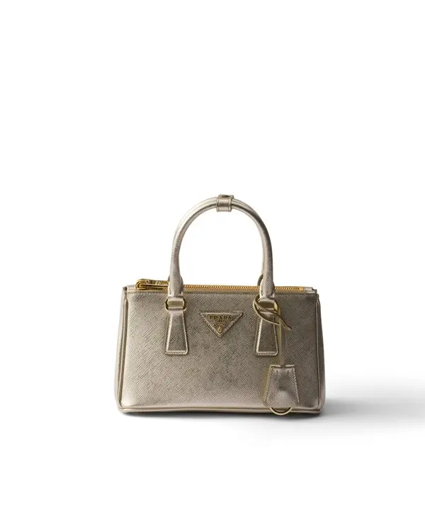 Prada Galleria Patent Saffiano Leather Mini-bag - Gold/silver