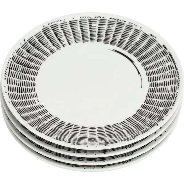 MISETTE Set Of 4 Salad Plates - Black/white