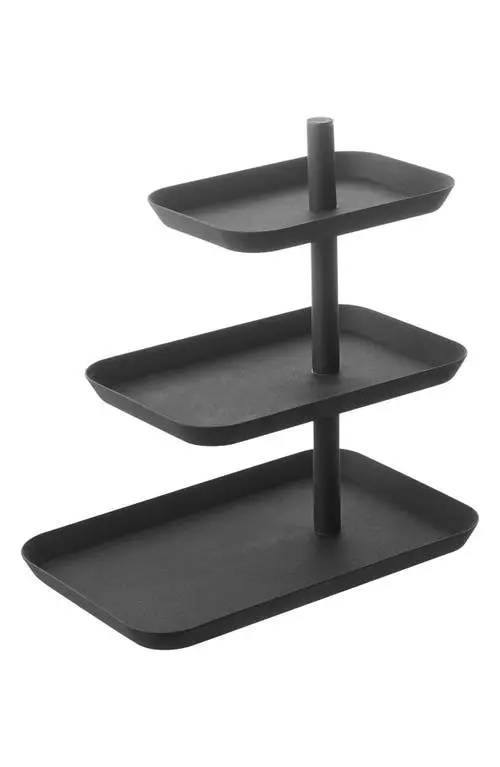 YAMAZAKI Tower Three-tier Steel Serving Stand - Black