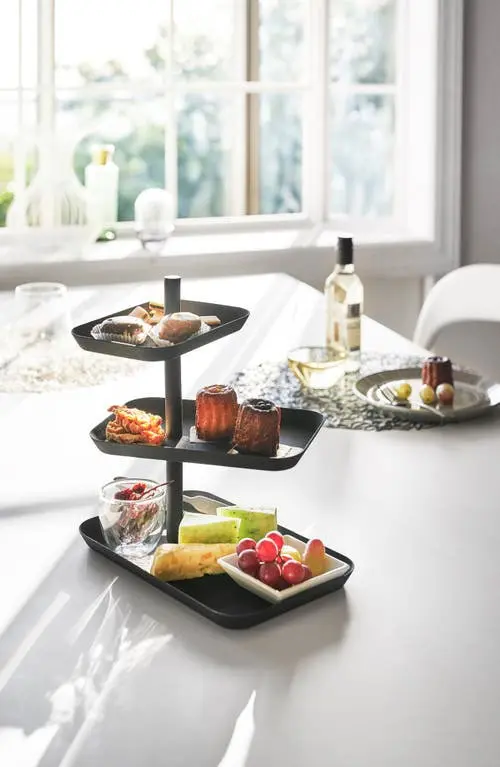 YAMAZAKI Tower Three-tier Steel Serving Stand