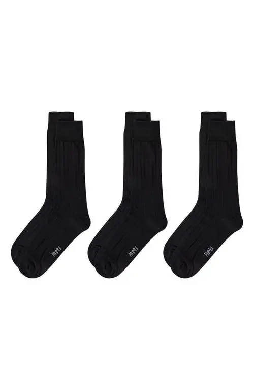 MEMOI 3-pack Ribbed Dress Socks - Black