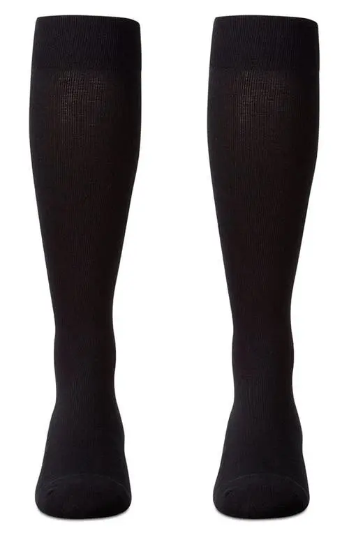MEMOI 2-pack Wellfit Cushioned Cotton-blend Graduated Compression Knee High Socks - Black-black