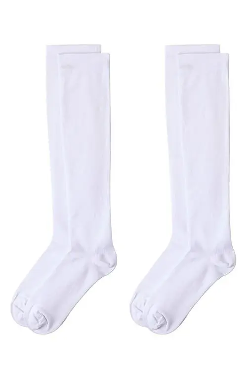 MEMOI 2-pack Graduated Compression Crew Socks - White-white
