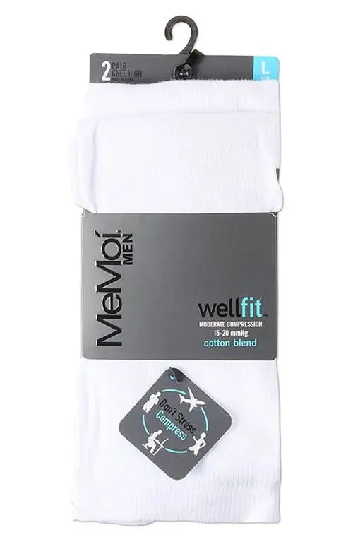 MEMOI 2-pack Graduated Compression Crew Socks - White-white