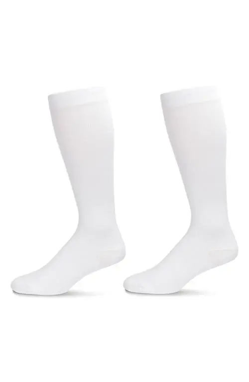 MEMOI 2-pack Graduated Compression Crew Socks - White-white