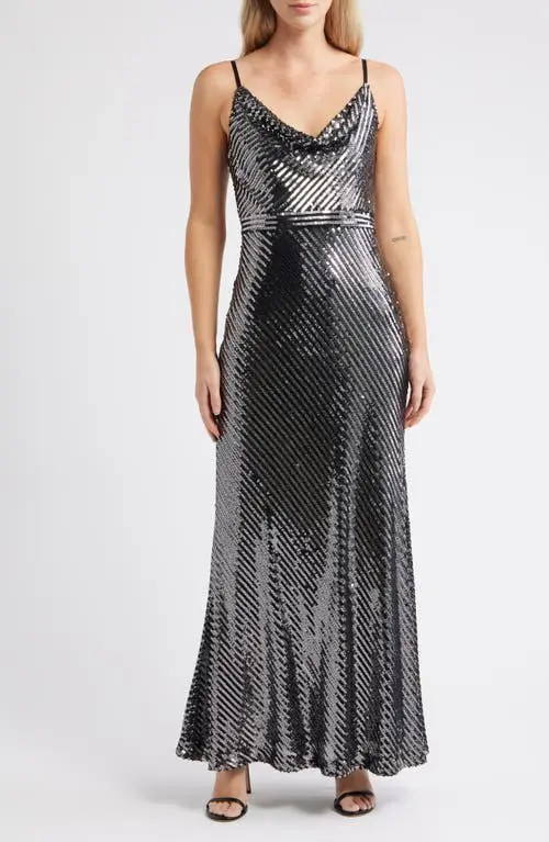 Vince Camuto Linear Sequin Mermaid Gown