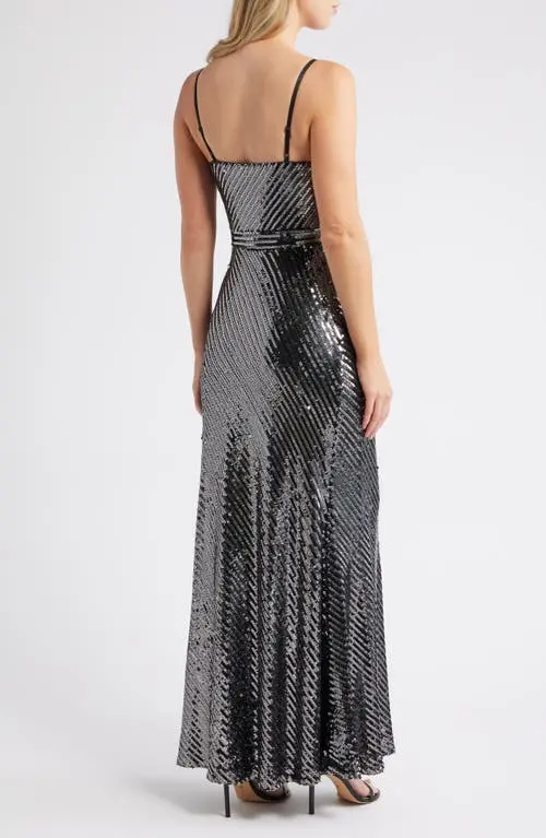 Vince Camuto Linear Sequin Mermaid Gown