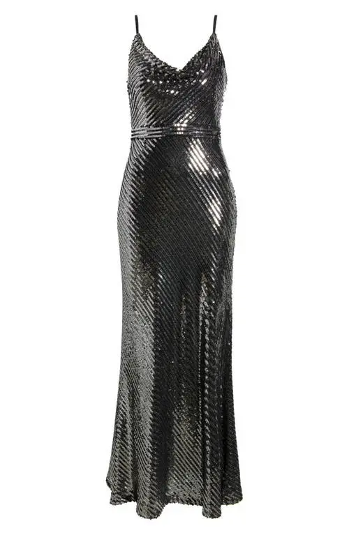 Vince Camuto Linear Sequin Mermaid Gown