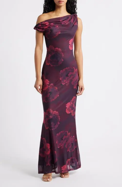 Lulus Twist Strap Floral Mermaid Gown