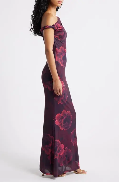 Lulus Twist Strap Floral Mermaid Gown