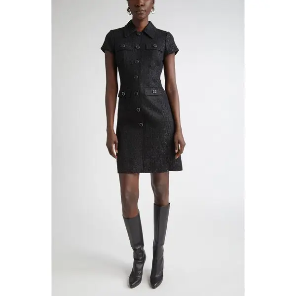 St. John Metallic Tweed Shirtdress