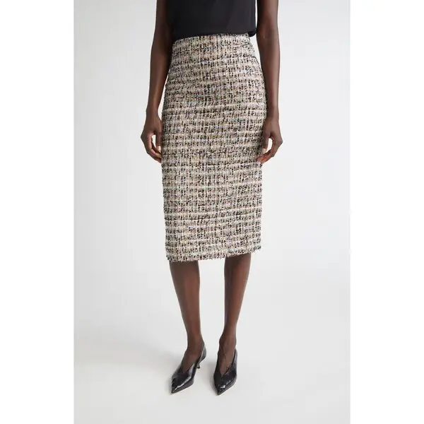 St. John Metallic Tweed Pencil Skirt