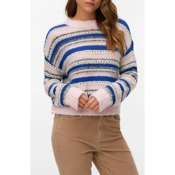 Vero Moda Lenora Stripe Pointelle Knit Sweater