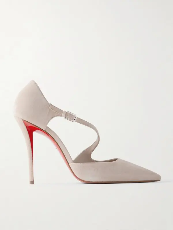 CHRISTIAN LOUBOUTIN Miss Ziggyta 100 Suede Pumps - Neutrals