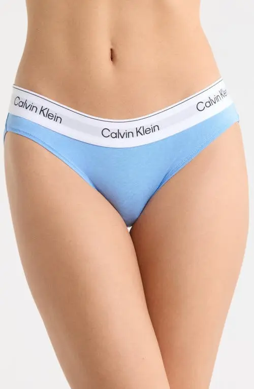 Calvin Klein Logo Printed Bikini Bottom - Blue Descent