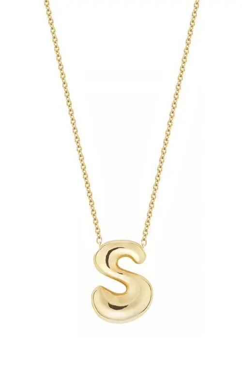 JANE BASCH DESIGNS Puffed Initial Pendant Necklace - Gold - S