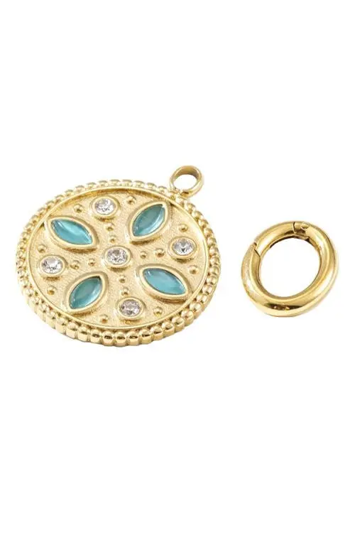 JANE BASCH DESIGNS Crystal Charm And Connector - Yellow Gold/blue
