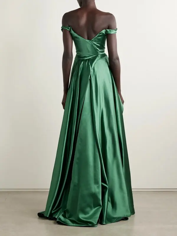 VIVIENNE WESTWOOD Tabitha Off-the-shoulder Duchesse Silk-satin Gown - Green