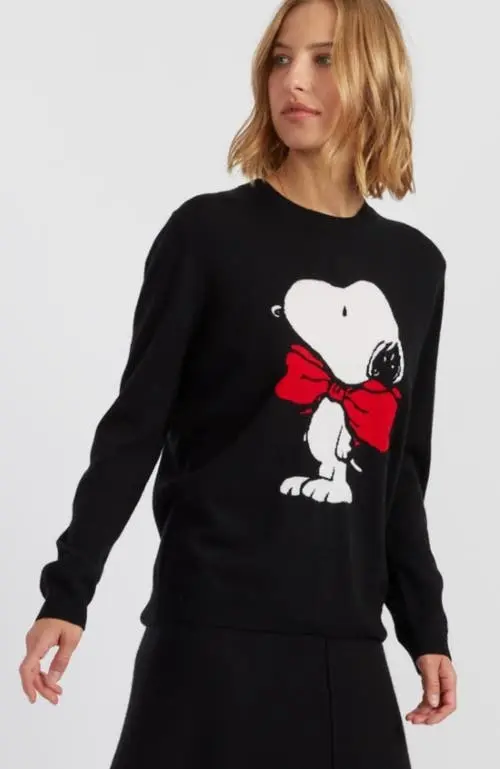 Chinti & Parker Wool-cashmere Snoopy Sweater With Bow - Black