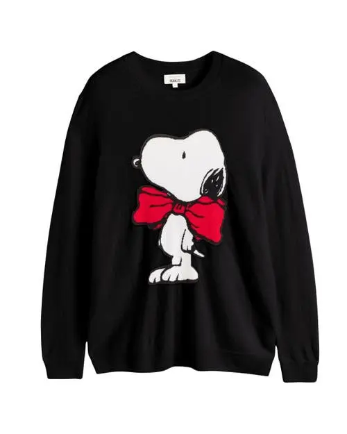 Chinti & Parker Wool-cashmere Snoopy Sweater With Bow - Black