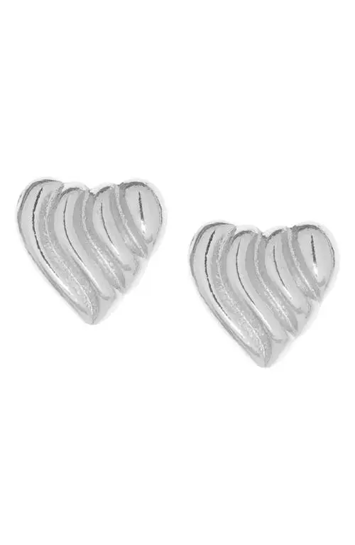 MARLYN SCHIFF Sophia Domed Heart Stud Earrings - Silver