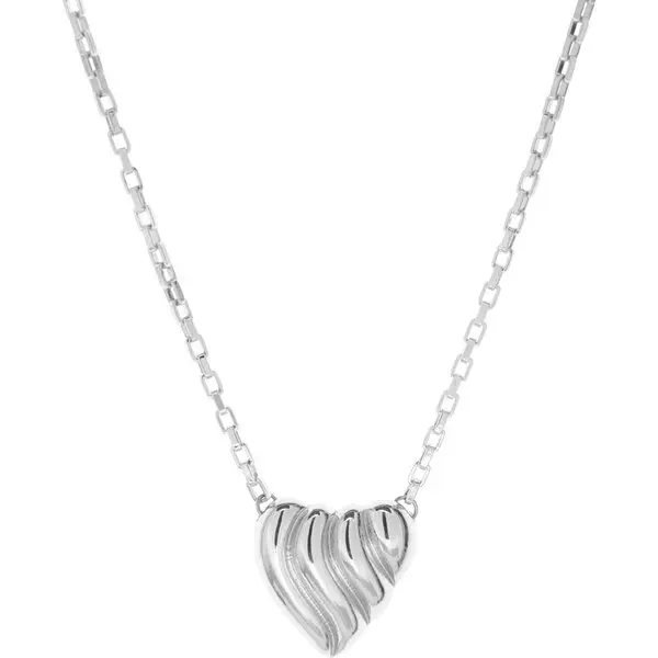 MARLYN SCHIFF Sophia Domed Heart Necklace - Silver