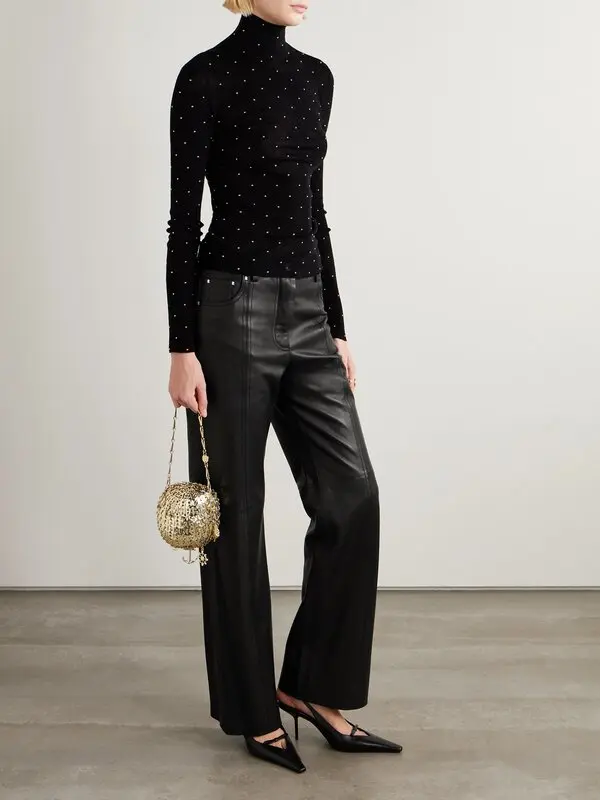 Rabanne Leather Straight-leg Trousers