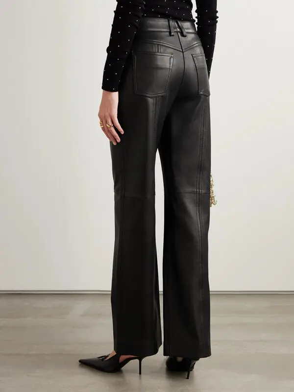 Rabanne Leather Straight-leg Trousers