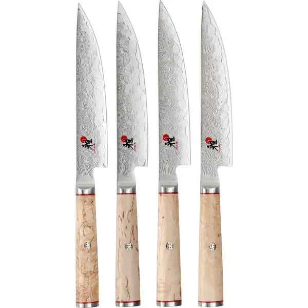 MIYABI Birchwood Set Of 4 Steak Knives - Stainless Steel