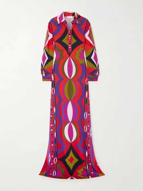 Emilio Pucci Printed Satin Maxi Dress