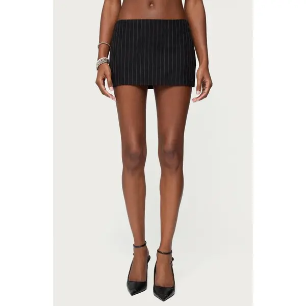 EDIKTED Pinstriped Low Rise Miniskort - Black