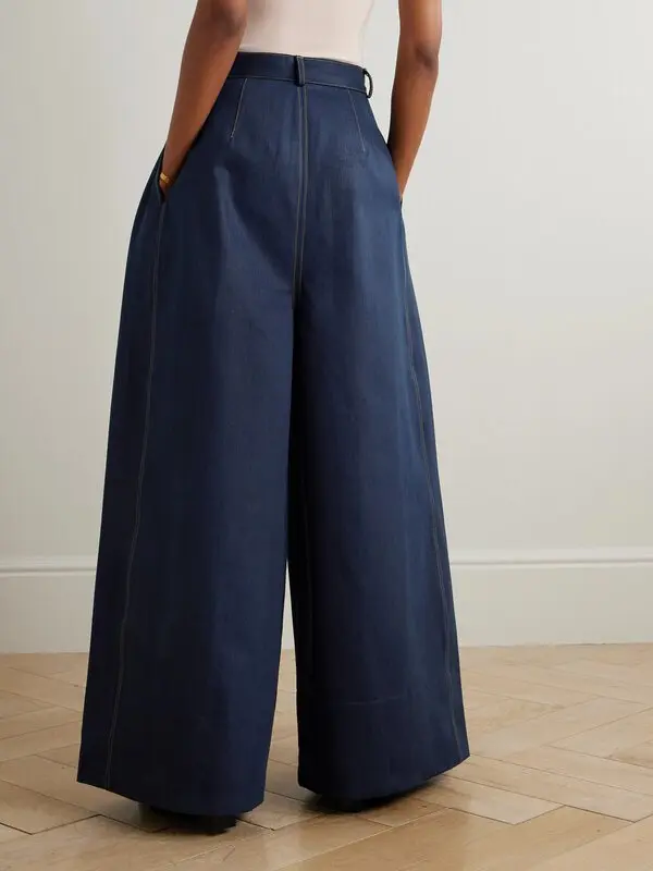 MARRAKSHI LIFE Pleated Mid-rise Wide-leg Jeans - Blue