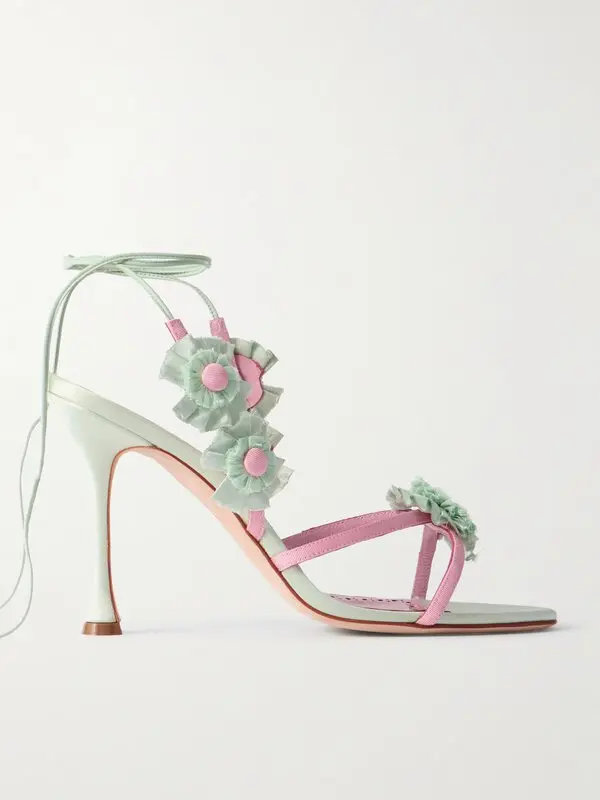Manolo Blahnik Palissot 105 Appliquéd Sandals - Green