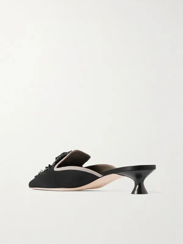 Manolo Blahnik Merode 30 Grosgrain-trimmed Satin Mules