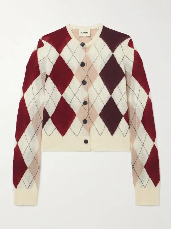 Khaite Charli Argyle Cardigan - Cream