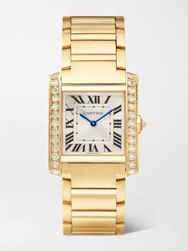 CARTIER Tank Française 32mm 18-karat And Diamond Watch - Gold
