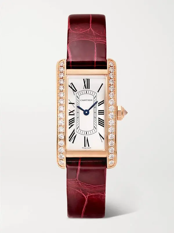 CARTIER Tank Américaine 35.4mm Small 18-karat Rose And Diamond Watch - Gold