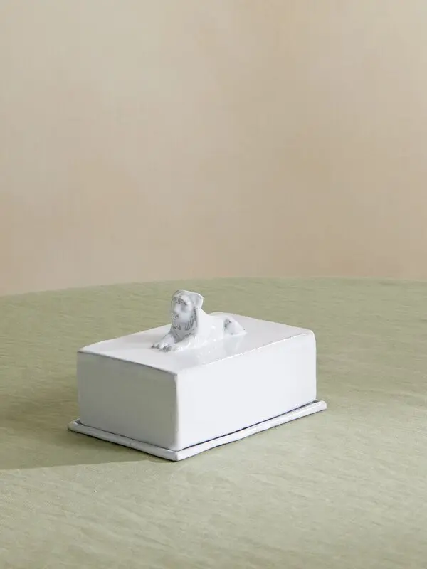 ASTIER DE VILLATTE Lion Ceramic Butter Dish - White