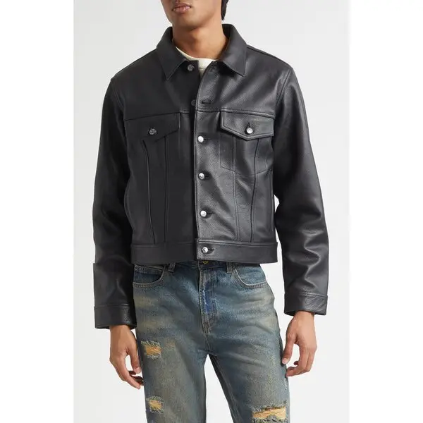 MIDNIGHT RODEO 1968 Leather Trucker Jacket - Black